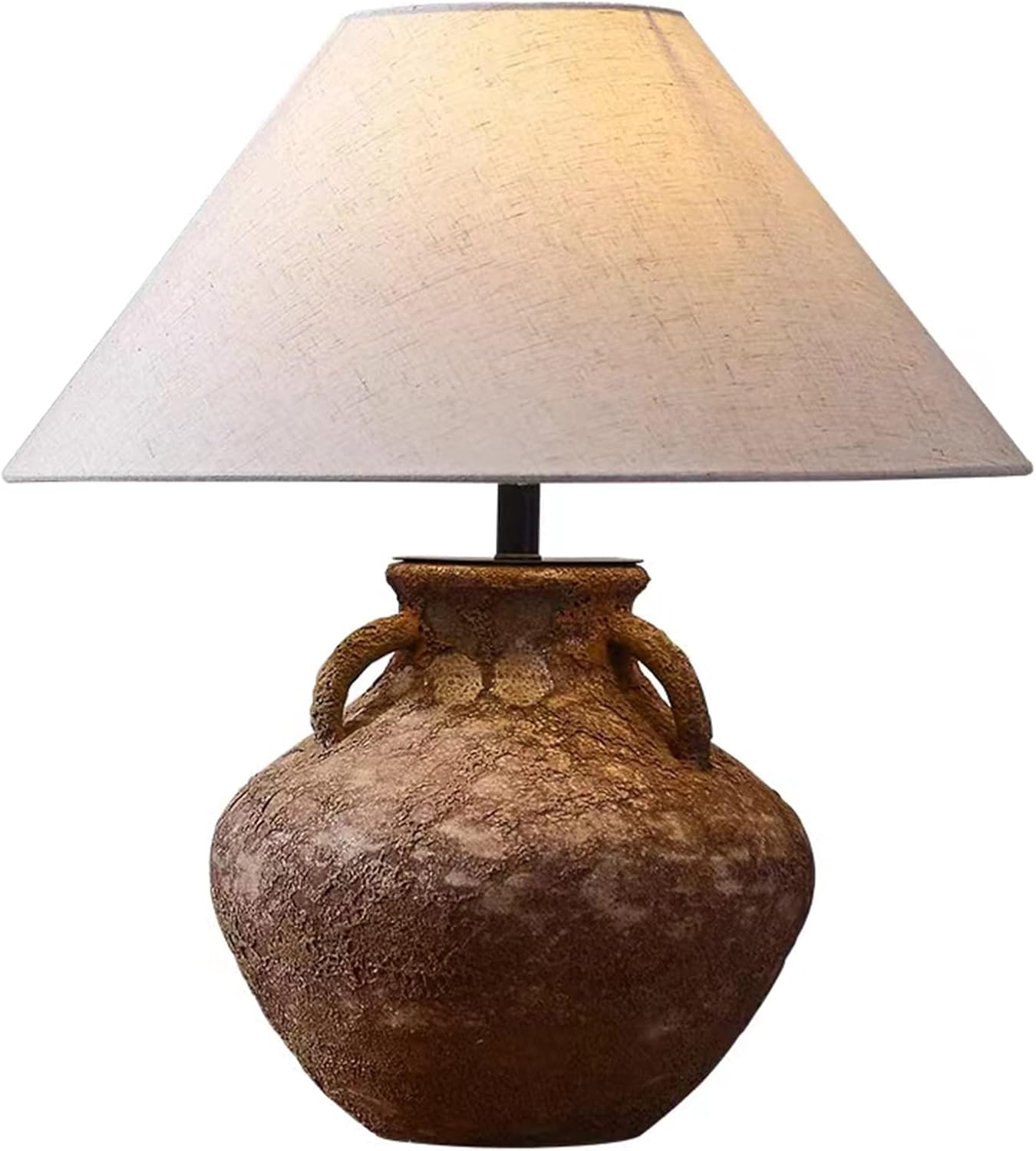 Amazon.com: PURESILKS Farmhouse Ceramic Table Lamp, Brown Rustic ...