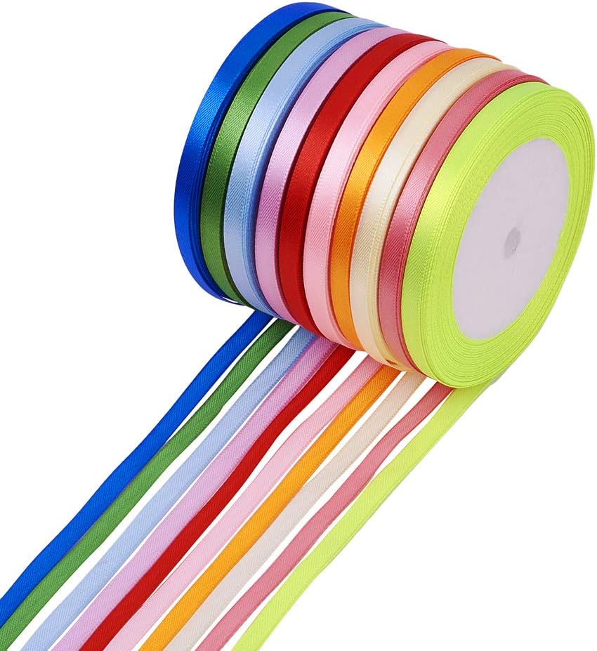 Amazon.com: Fashewelry 10 Colors Fabric Ribbon Silk Satin Ribbons Roll ...