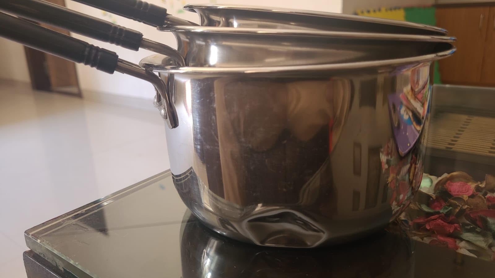 Buy Mahashree Steel Combo Set of 3 Stainless Steel Induction bottom ...