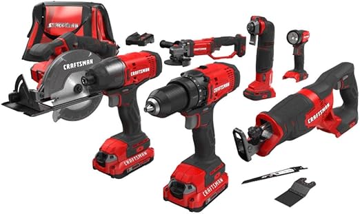 Amazon.com: CRAFTSMAN V20 Power Tool Combo Kit, 7-Tool Cordless Power ...