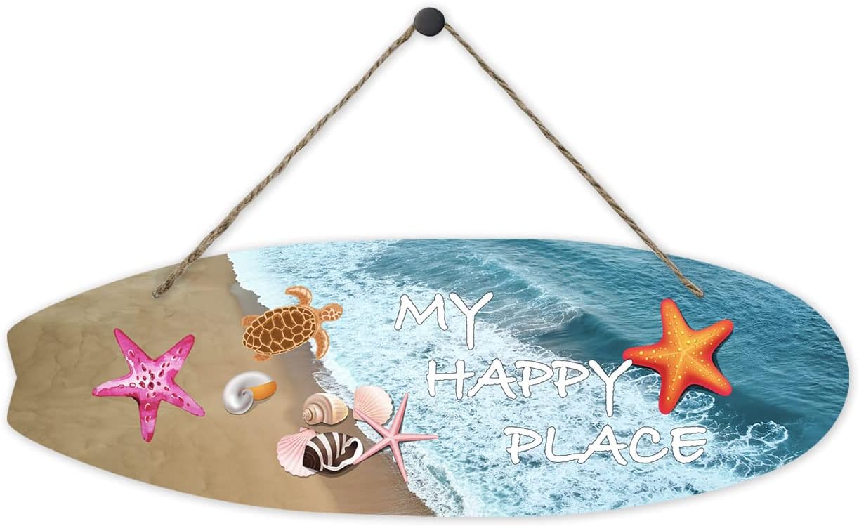 Amazon.com: Hanging Beach Sign Décor, Starfish Wall Décor, Beach Plaque ...