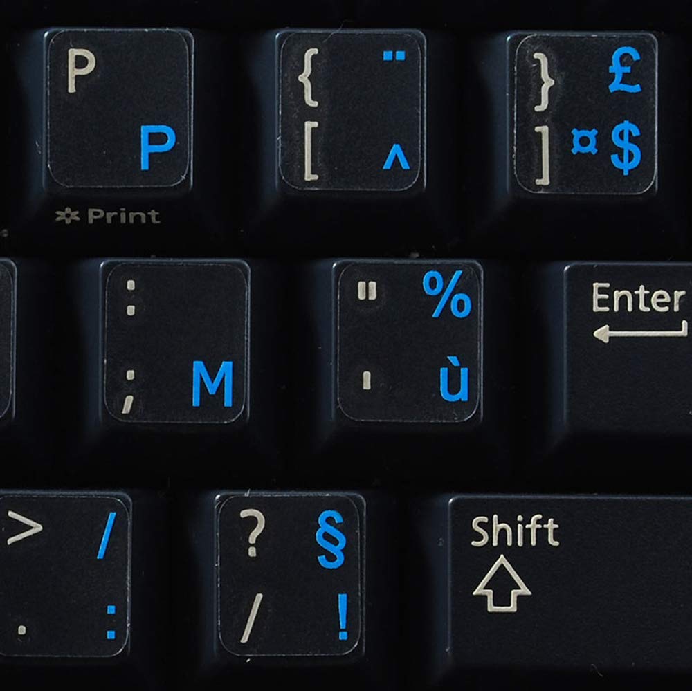 Amazon.com: 4Keyboard French AZERTY Keyboard Stickers with Blue ...