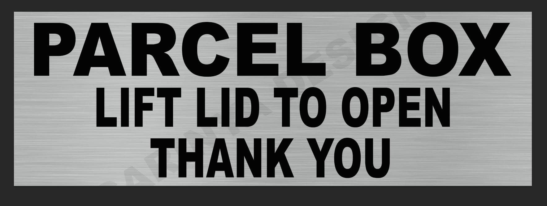 Parcel Box Lift Lid to Open Metal Sign Notice parcels Letters Mail Post ...
