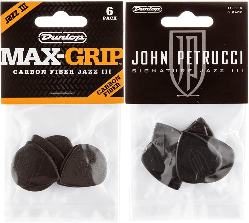 Amazon.com: Dunlop 471P3C Max Grip Jazz III Carbon Fiber Guitar Picks ...