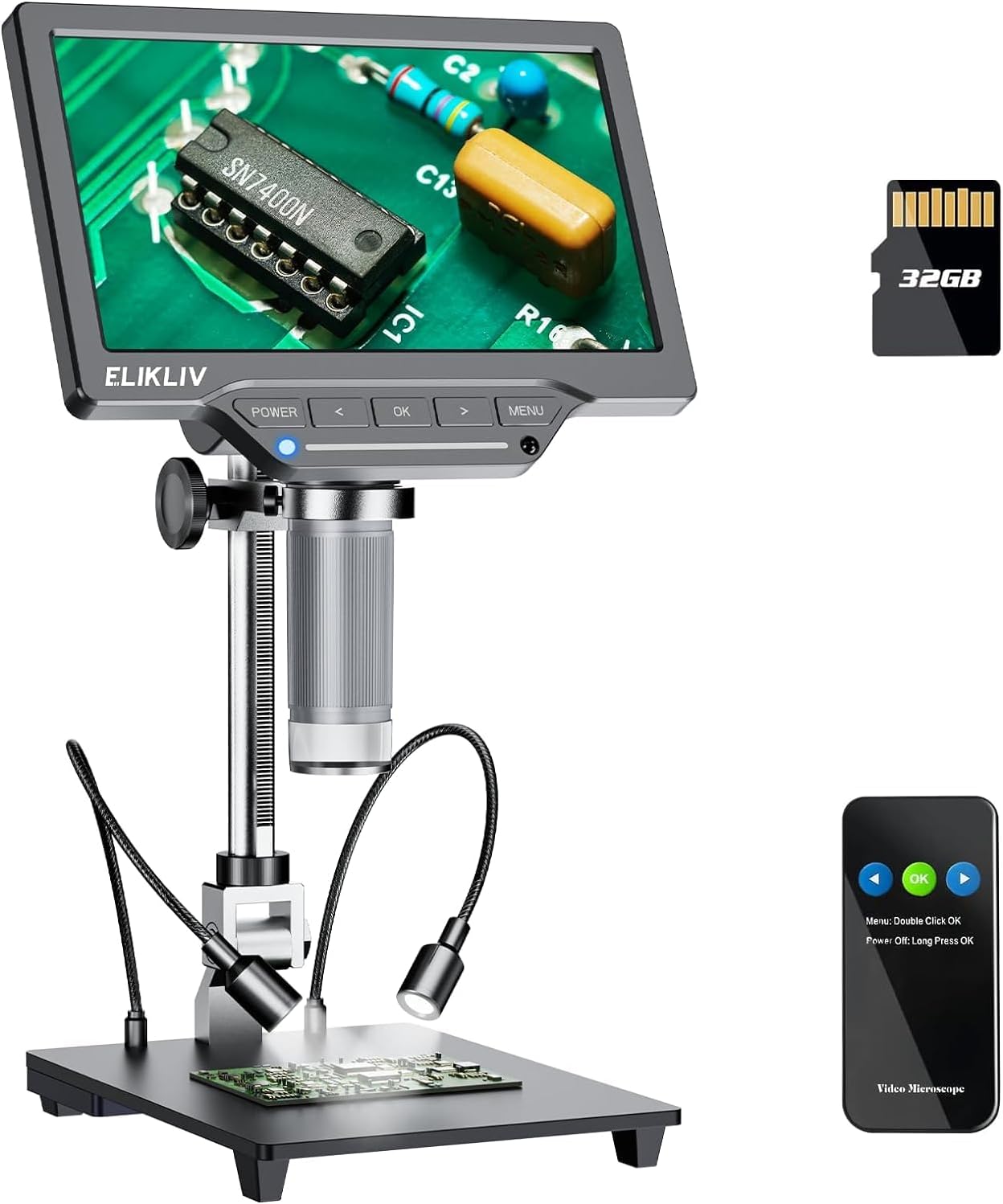 Amazon.com : Elikliv 7" Digital Microscope with 10 Inch Stand - 1200X ...