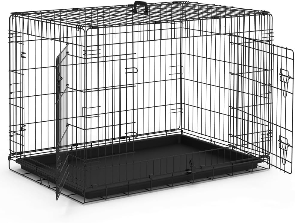 VOUNOT Dog Crate Portable Pet Crate Foldable Secure Puppy Cage with 2 ...