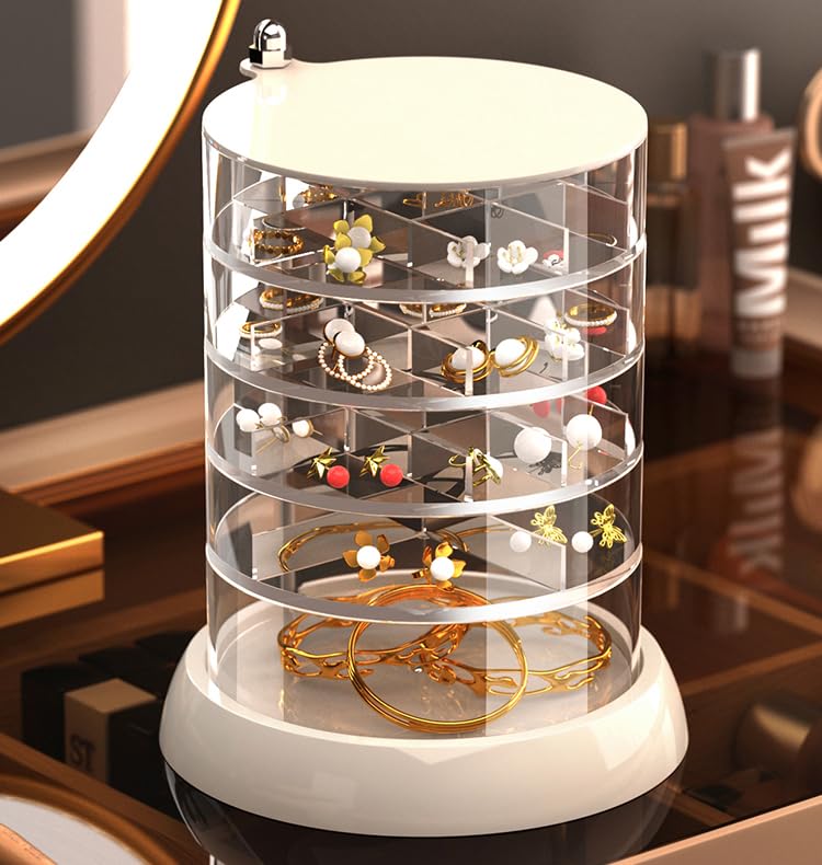Amazon.com: YIEZI Clear 5-Layers Acrylic Jewelry Box, Multi-Compartment ...