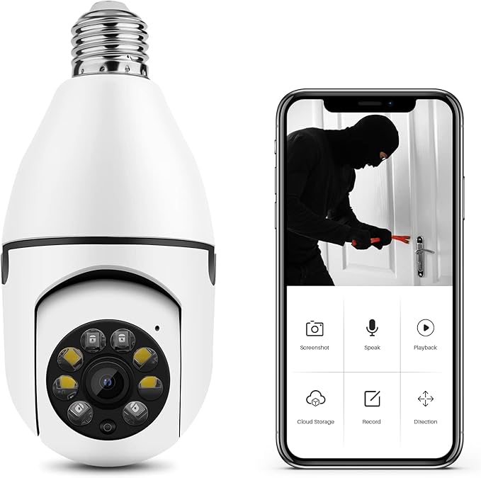 Amazon.com : 1080P 360°Rotate Auto Tracking Panoramic Camera Light Bulb ...