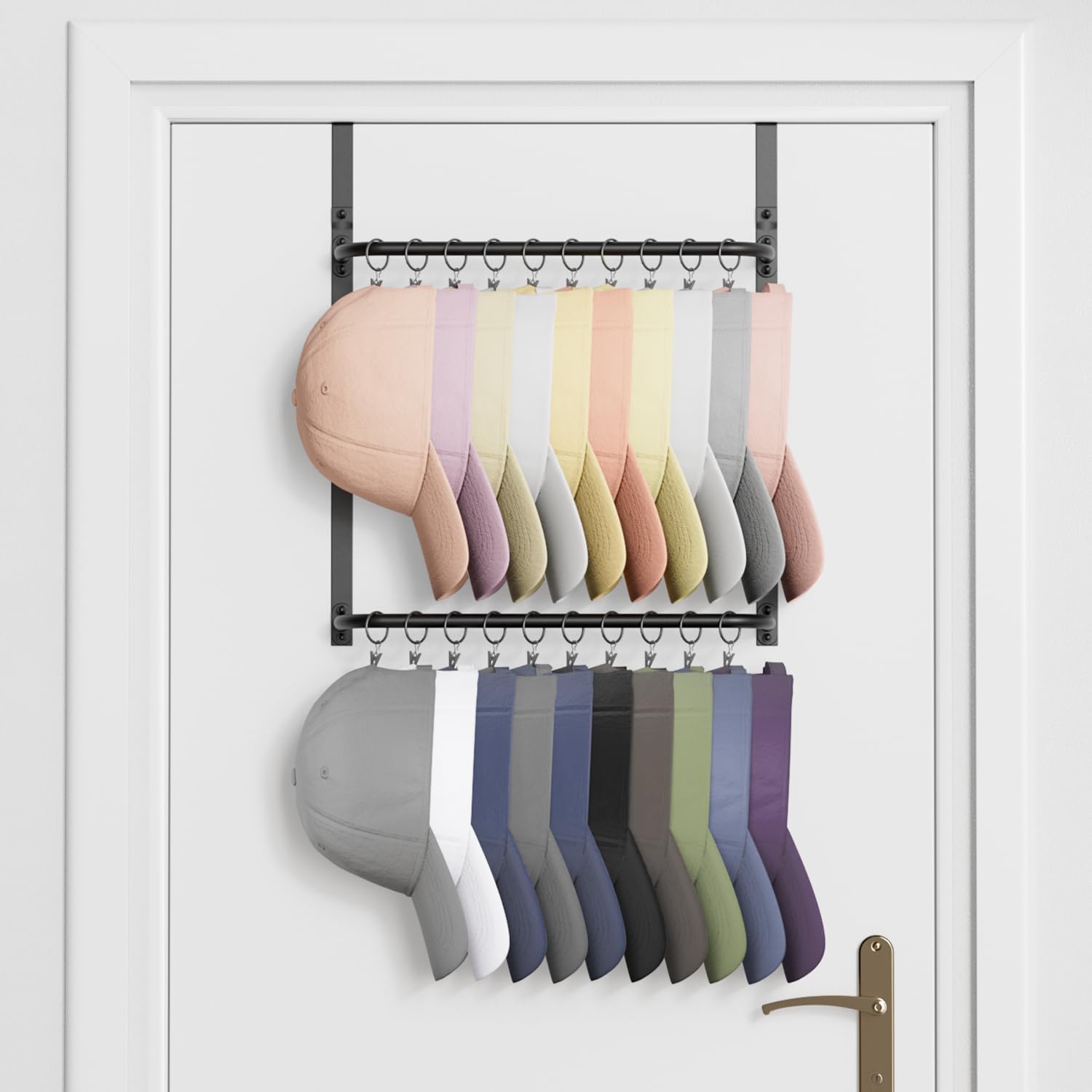 Amazon.com: Amawarm Over-The-Door Cap Organizer Hanger with 20 Hooks ...