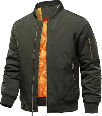 HOOD CREW Men’s Bomber Jackets Fall Winter Warm Windbreakers Zip Up ...