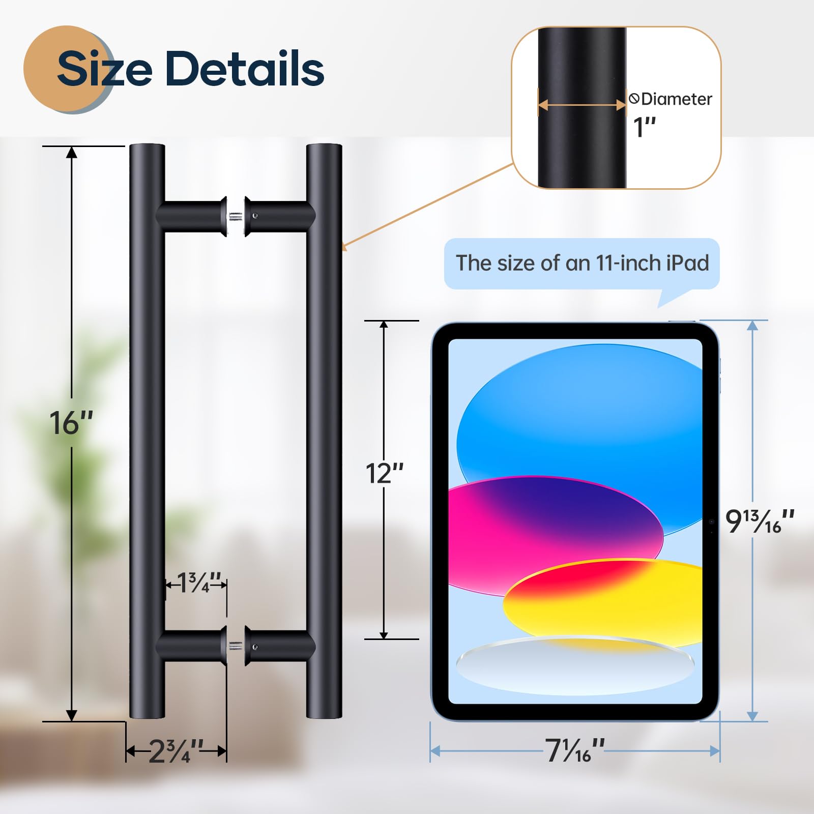 Snapklik.com : EaseLife 16" Double Sided Push Pull Door Handle