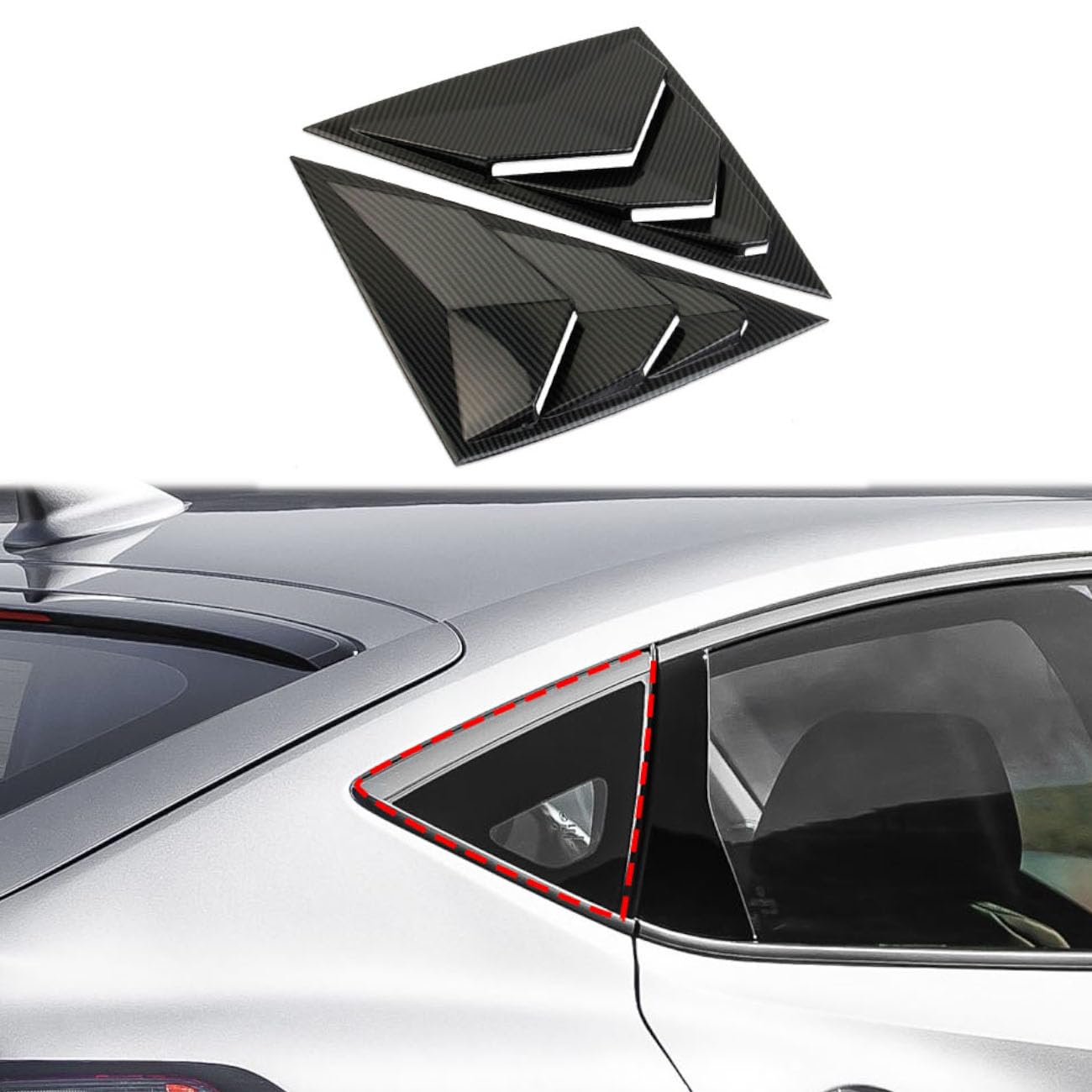 Snapklik.com : Carbon Fiber Style Side Window Louvers Air Vent Shades ...