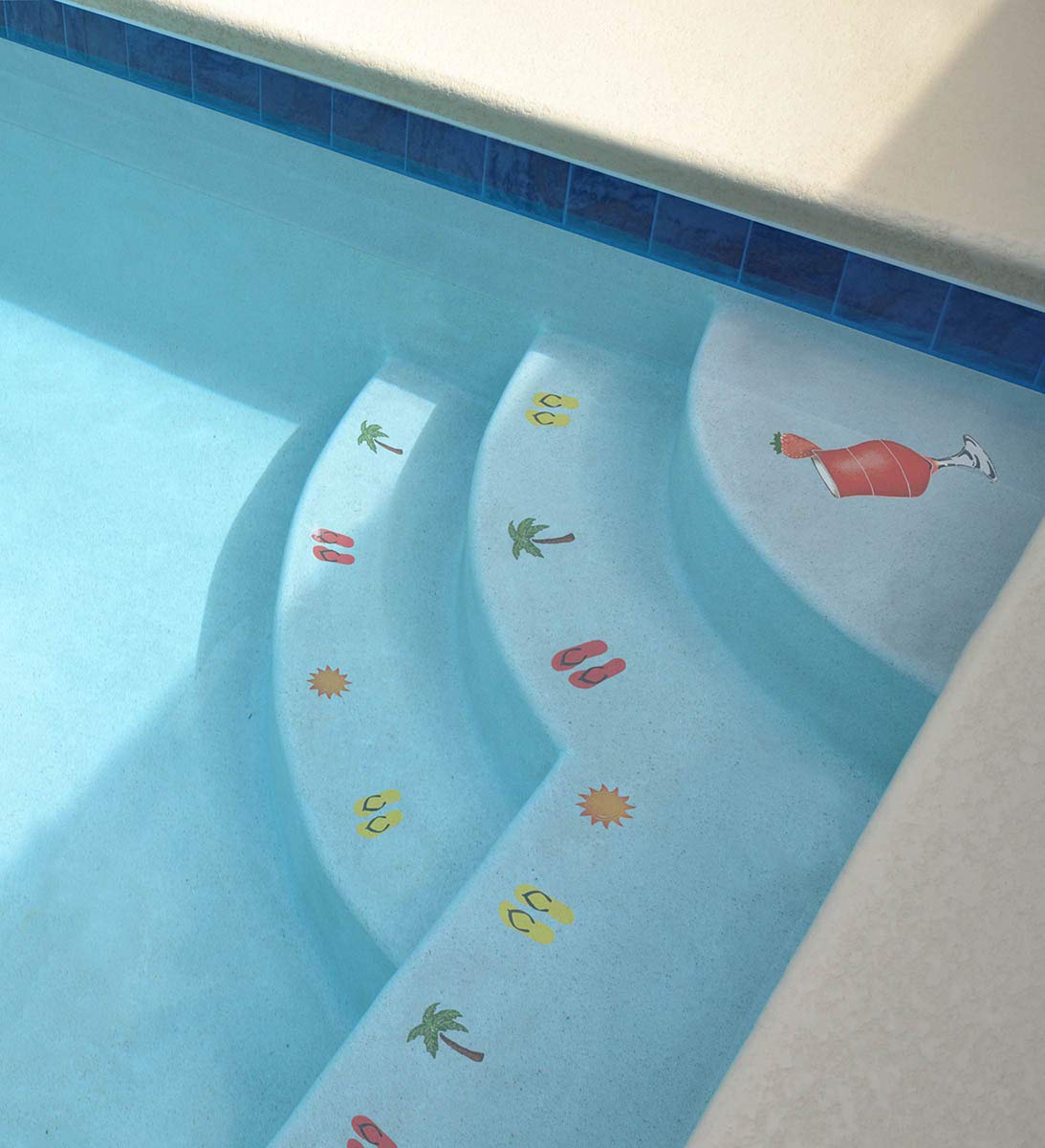 Barstool Stickers Aquatic Custom Glass Pool Step Markers - Deep Blue ...