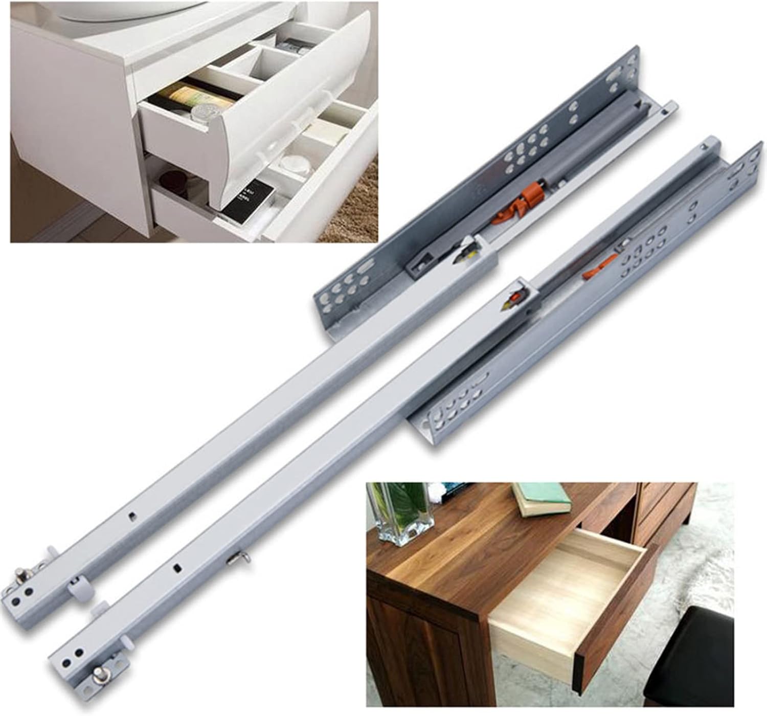 Niczu Drawer Runners 10 12 14 16 18 20 Inch Self-Priming Damping ...