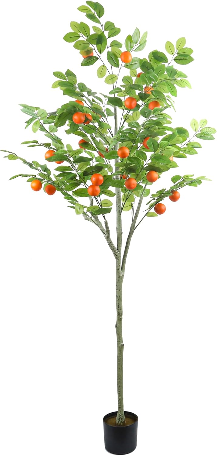 Amazon.com: Funzhan 6 Feet Fake Orange Tree Large in Pot Outdoor ...
