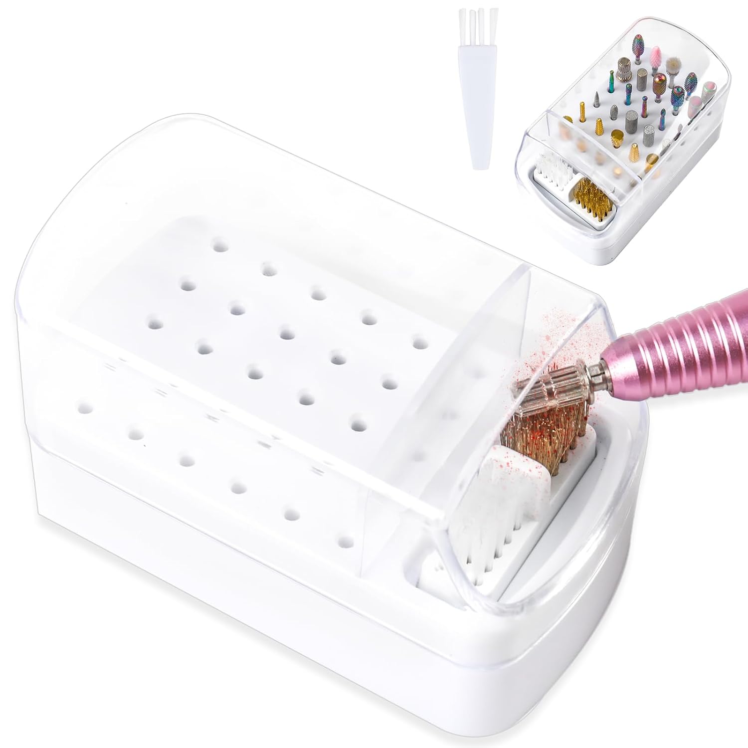 Amazon.com: 2 in 1 Nail Drill Bits Holder & Nail Drill Bits Cleaning ...