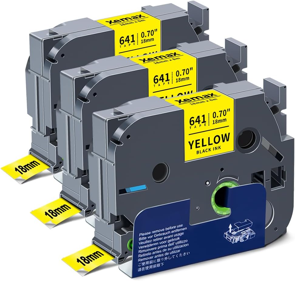 3X XemaX Label Tape Compatible for Brother Label Printer Tape 18mm TZe ...