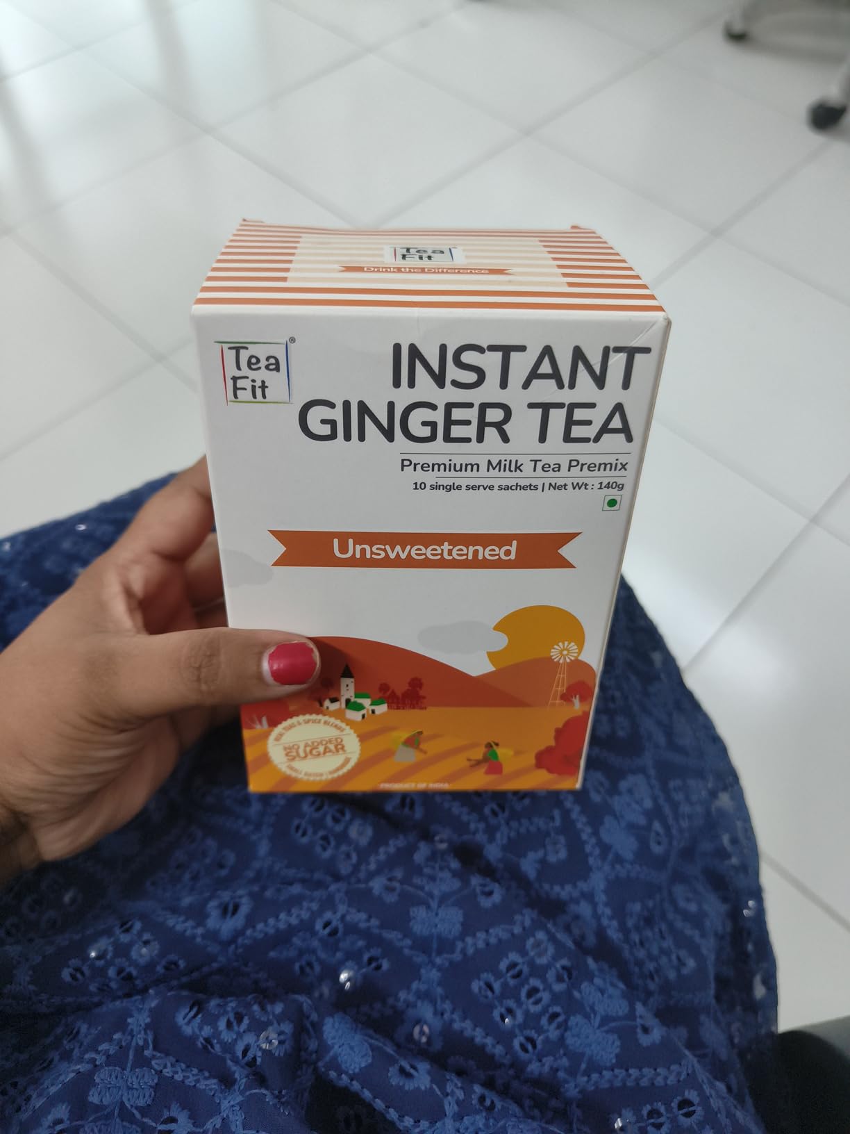 TeaFit Premium Zero Sugar Instant Ginger Tea Pack of 50 Sachets (700gm ...