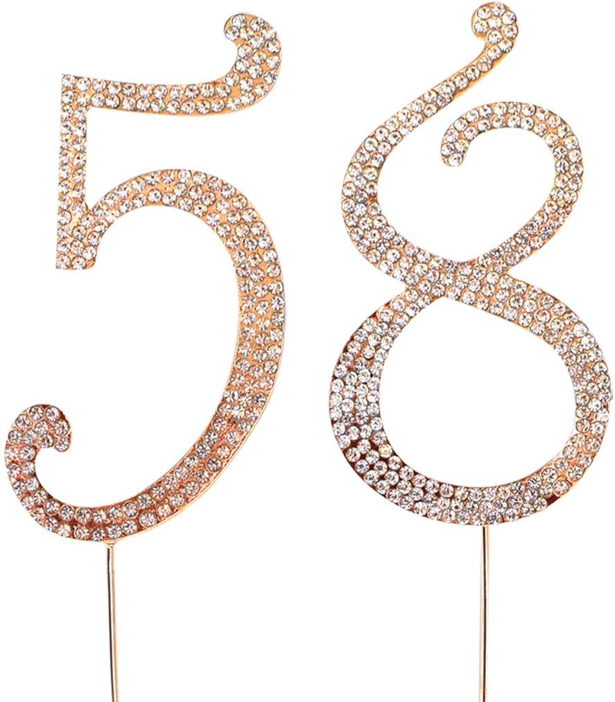 Amazon.com: MAGJUCHE Gold 58" Crystal Cake Topper, Number 58 ...