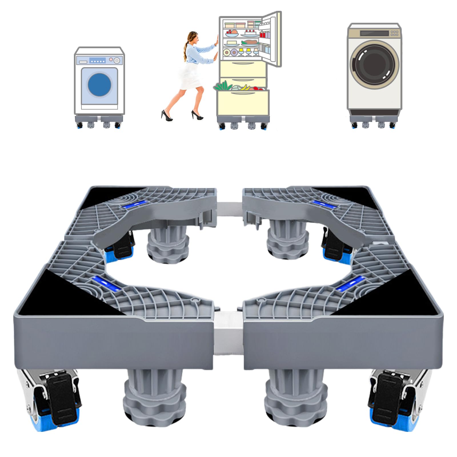 SSEHCWAN Washing Machine Stand with Wheels, Movable Adjustable Washer ...
