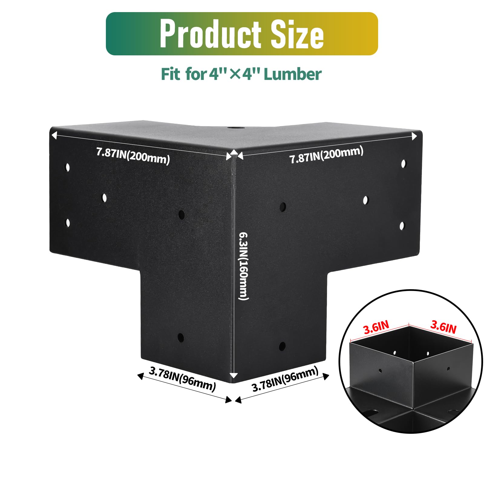 Snapklik.com : YVHFWOY 4x4 3-Way Pergola Brackets, 90 Right Angle ...