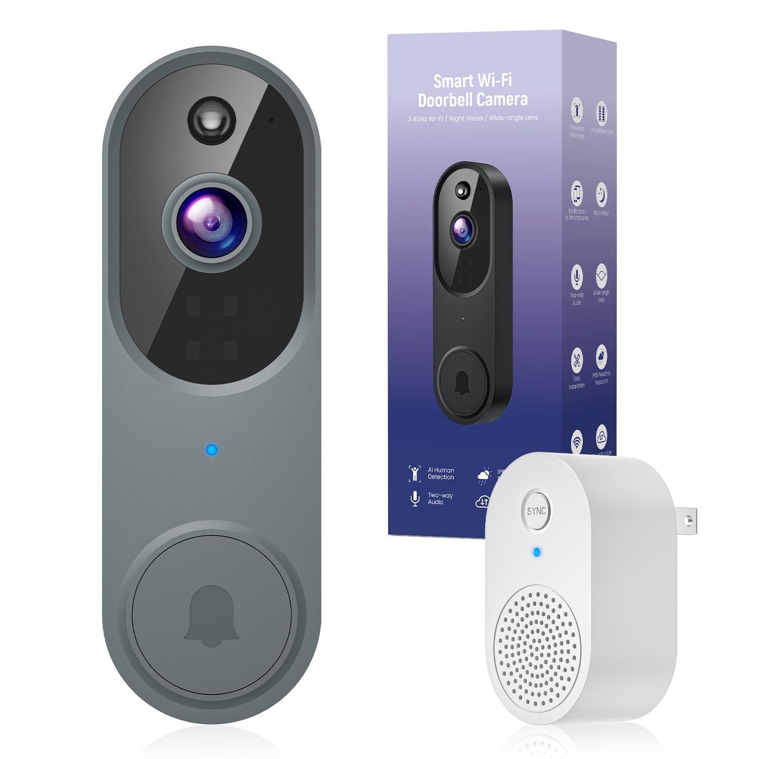 Amazon.com: BITEPASS 1080p Video Doorbell Camera Wireless with Chime ...