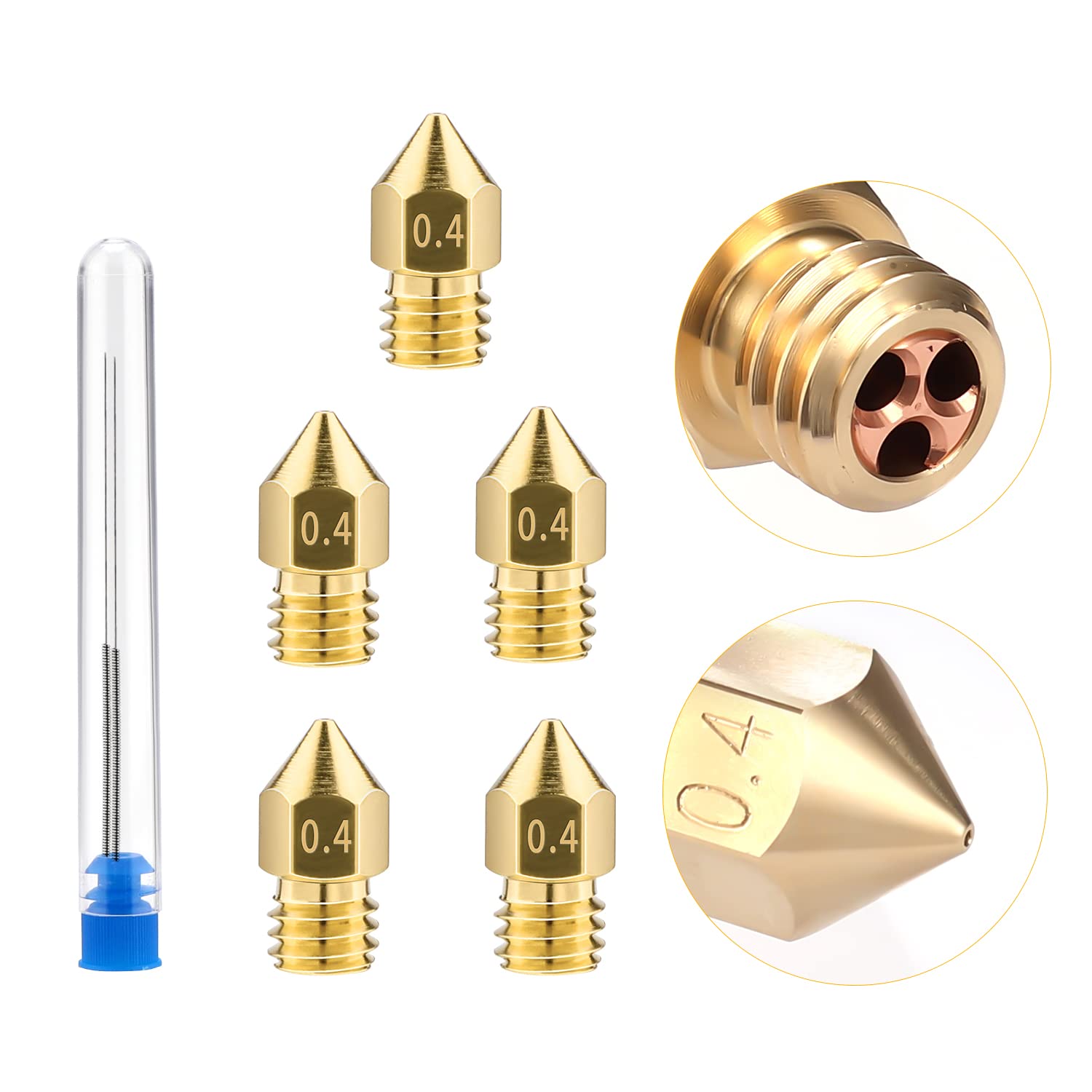 3D Printer Nozzle for 1.75mm Filament, High Flow Mk8 Nozzle Compatible ...