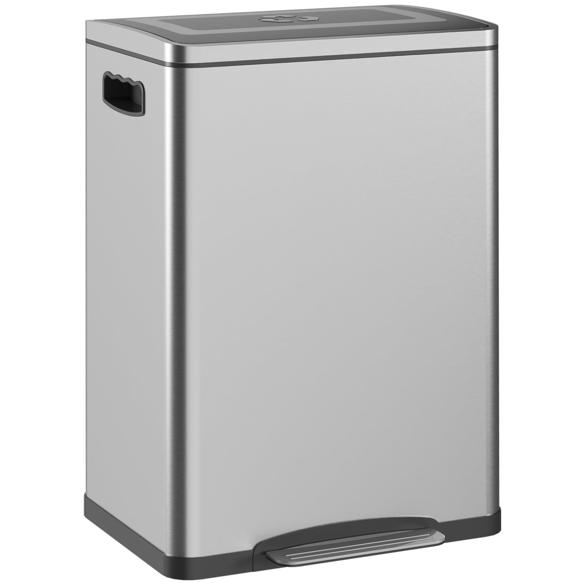 HOMCOM Dual Kitchen Garbage Bin, 2 x 5 Gallon (2 x 20 L) Trash Can with ...