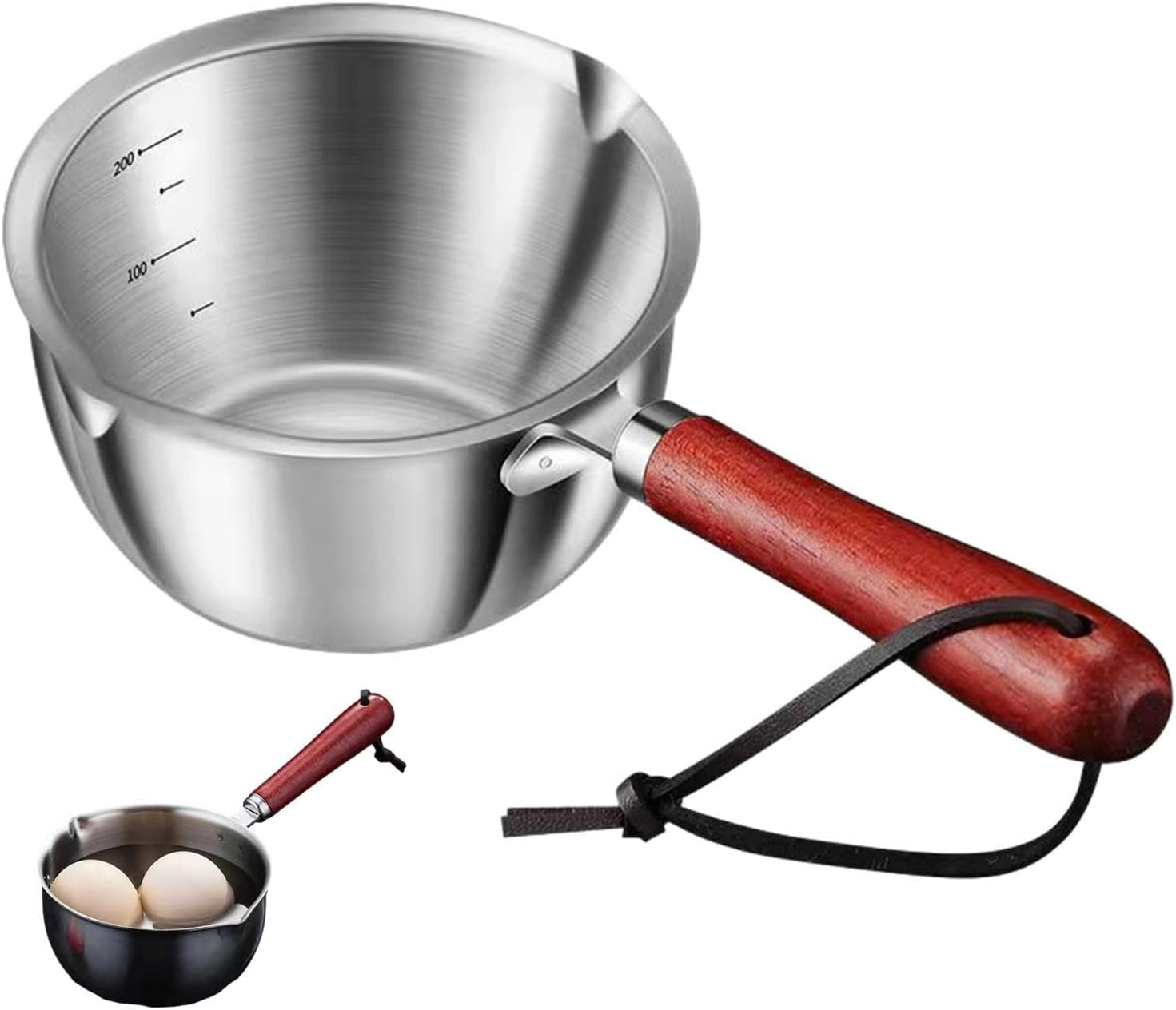 IMEEA Milk Pan 10oz/300ml Coffee Pot Butter Warmer with Long Handle ...