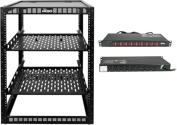 Amazon.com: Tecmojo 16U Open Frame Network Rack&9 Outlet Rack Mount ...