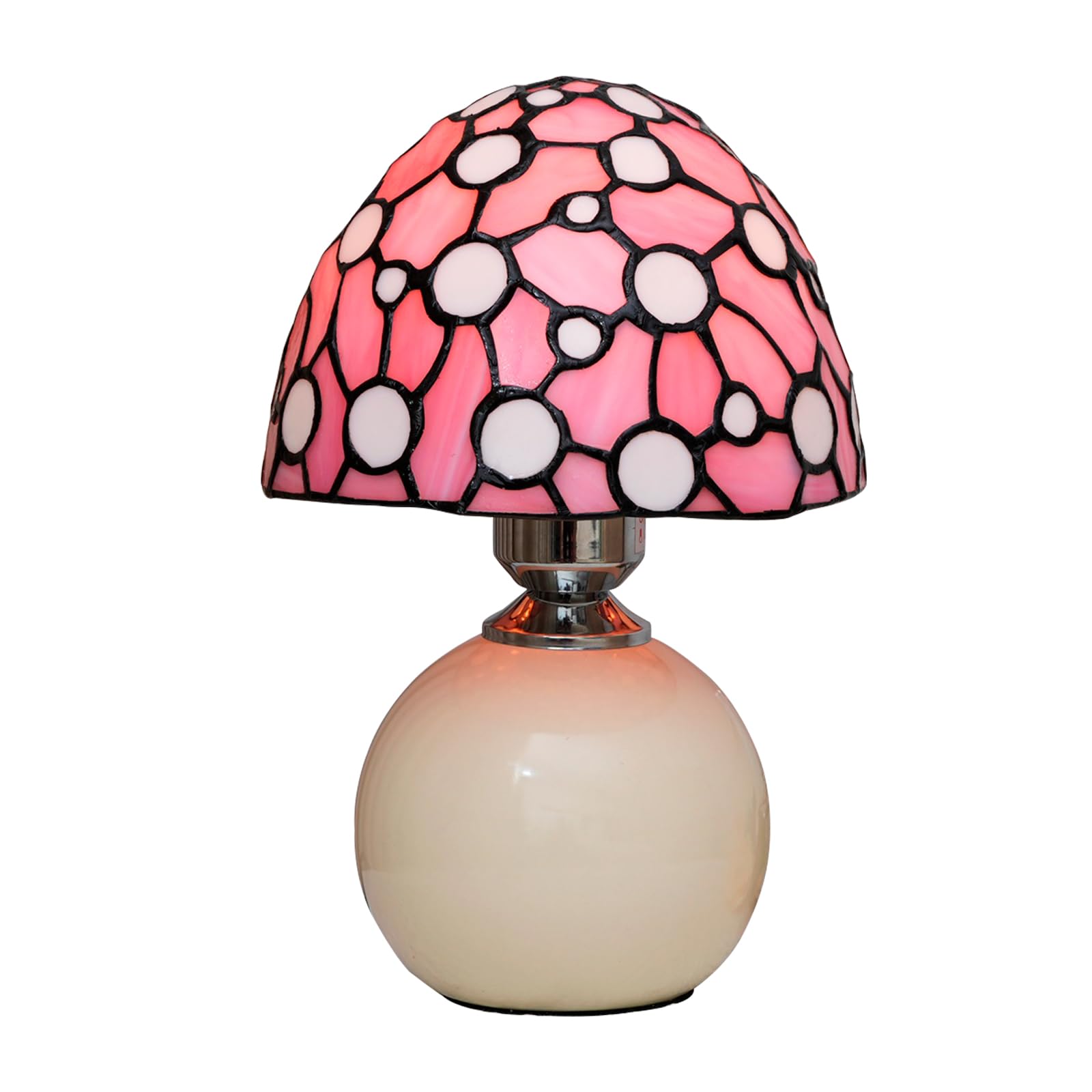 Blivuself Tiffany Style Stained Glass Pink Mushroom Lamp Bedroom ...