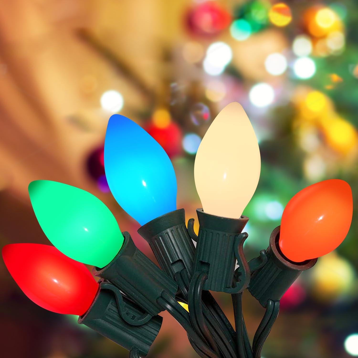 PASUTO C7 LED Multicolor Christmas Lights 20Ft Outdoor String With 22 ...