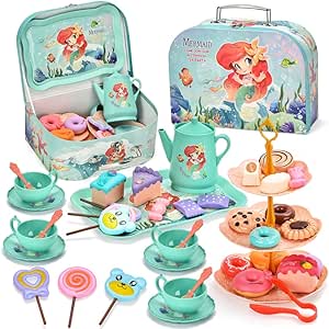 Amazon.com: Motiloo 44Pcs Mermaid Tea Party Set for Little Girls ...