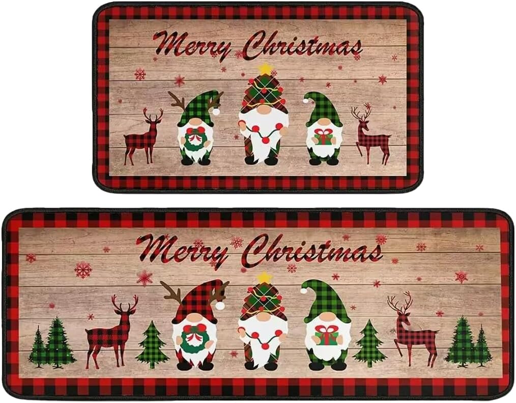 Amazon.com: OFJRAP Christmas Kitchen Rugs and Mats Set,2 PCS Kitchen ...