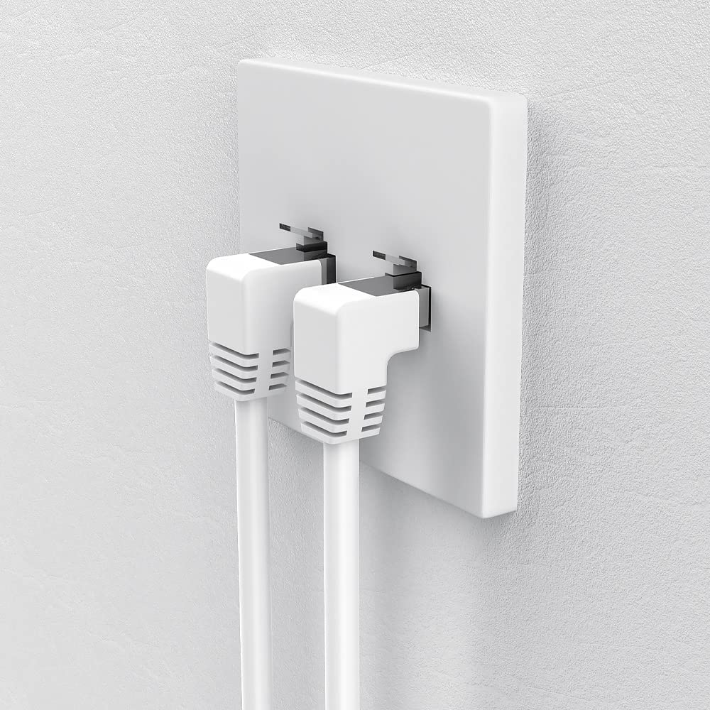 Cat6 90 Degree Ethernet Cable Right Angle White CAT 6 Ethernet Patch ...