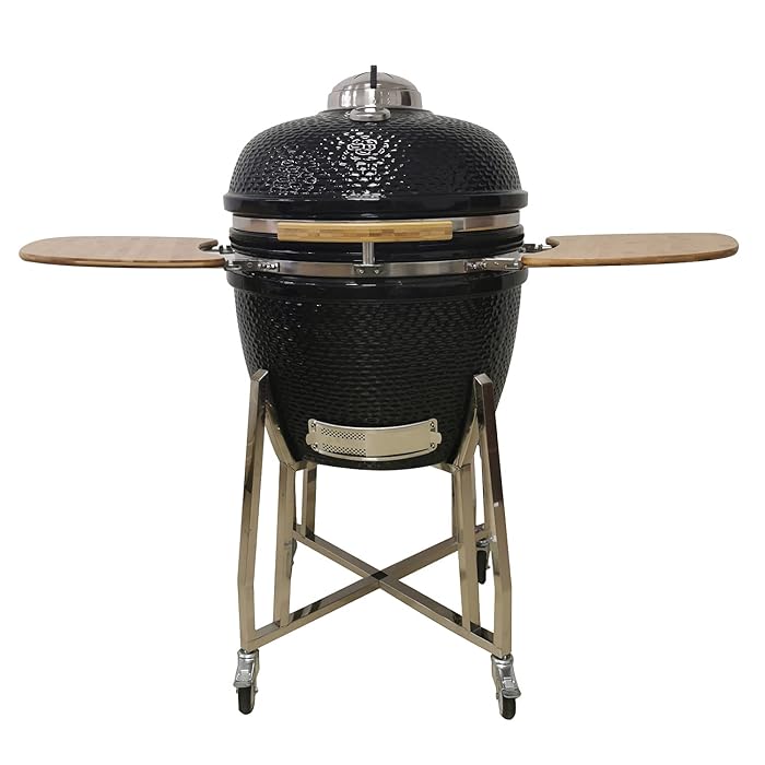 Buy 24 in. Lifesmart Kamado Ceramic Charcoal Grill in Black with Free ...