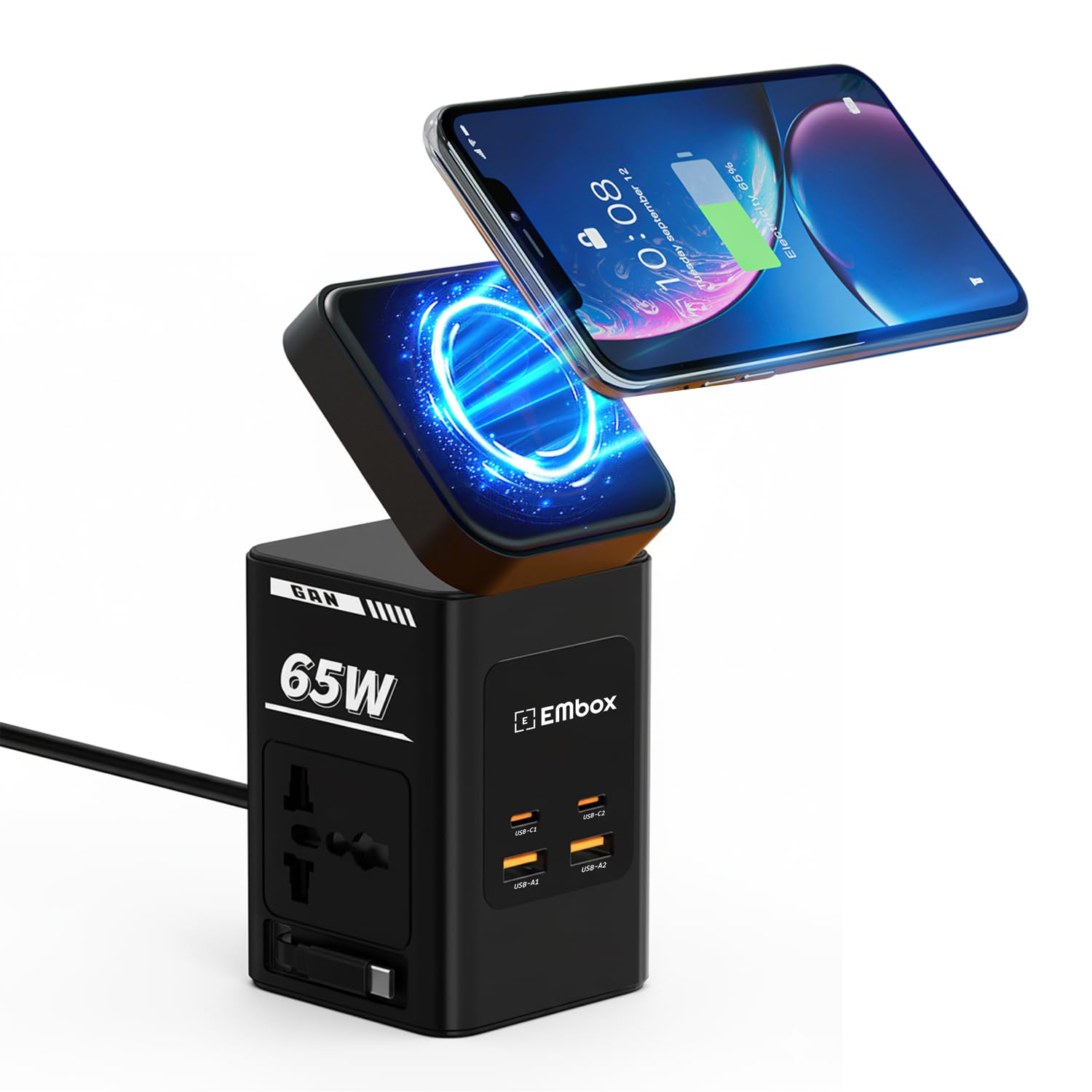 Embox 8-in-1 Gan Charger 30W Fast Charger | Type C USB 2 AC Sockets ...