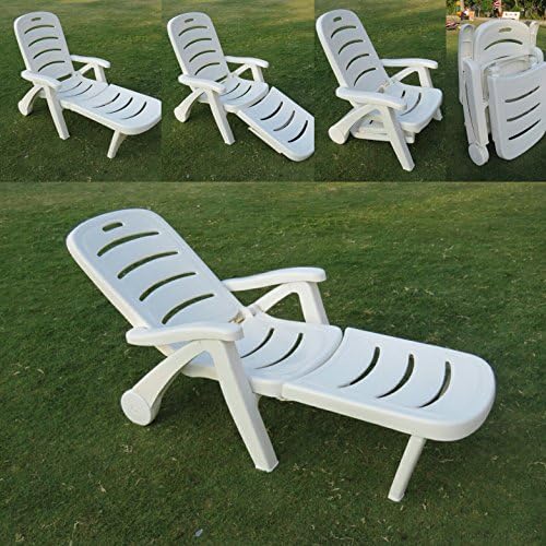 ITALICA Plastic Sunlounger with Wheels/Modern Pool Side Lounge Chair ...