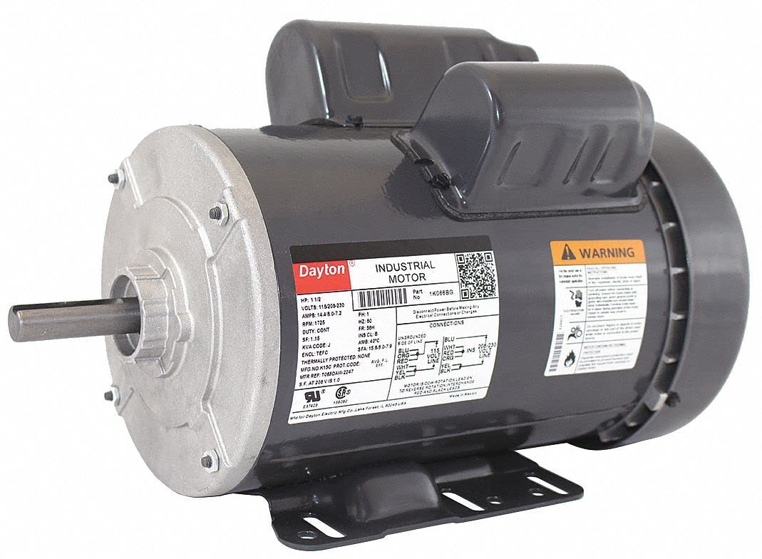 Dayton 1-1/2 HP General Purpose Motor, Capacitor-Start, 1725 Nameplate ...