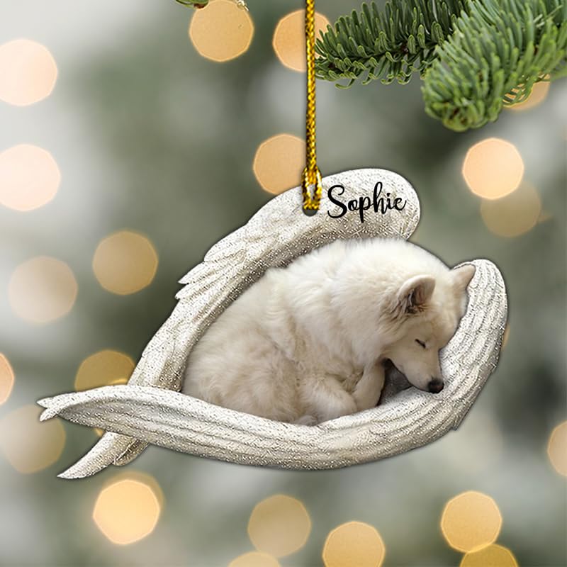 Amazon.com: Personalized American Eskimo Dog Sleeping Angel Wing Dog ...