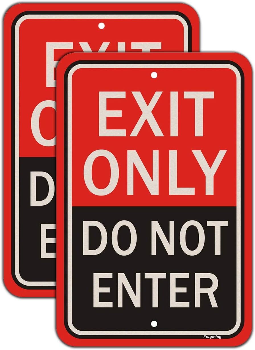 Amazon.com: Large Exit Only Do Not Enter Sign, 18"x 12" .04" Aluminum ...