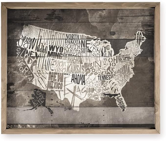 Amazon.com: USA Map Rustic Plank Farmhouse Style Wood Wall Decor Sign ...