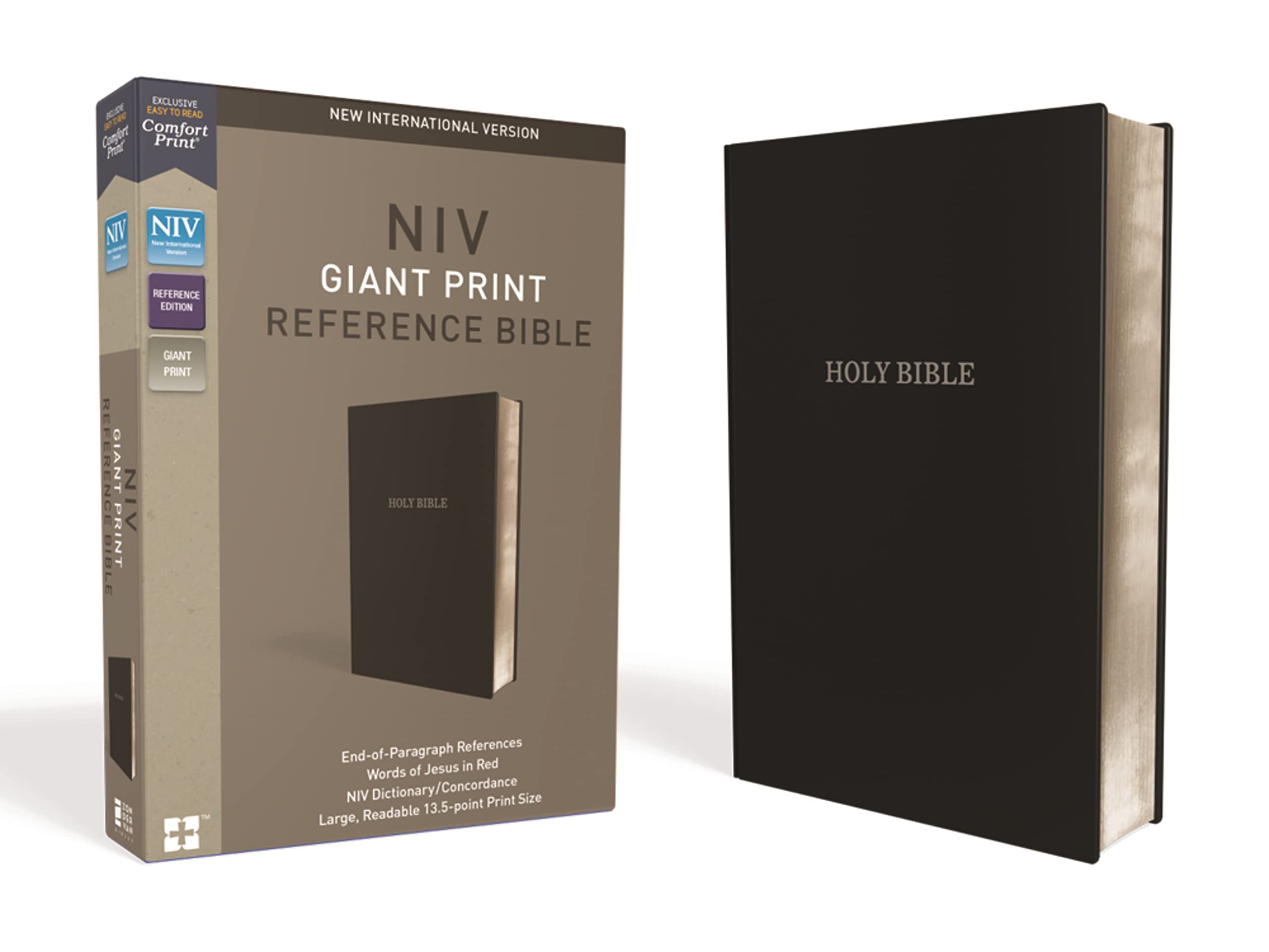 NIV, Reference Bible, Giant Print, Leather-Look, Black, Red Letter ...