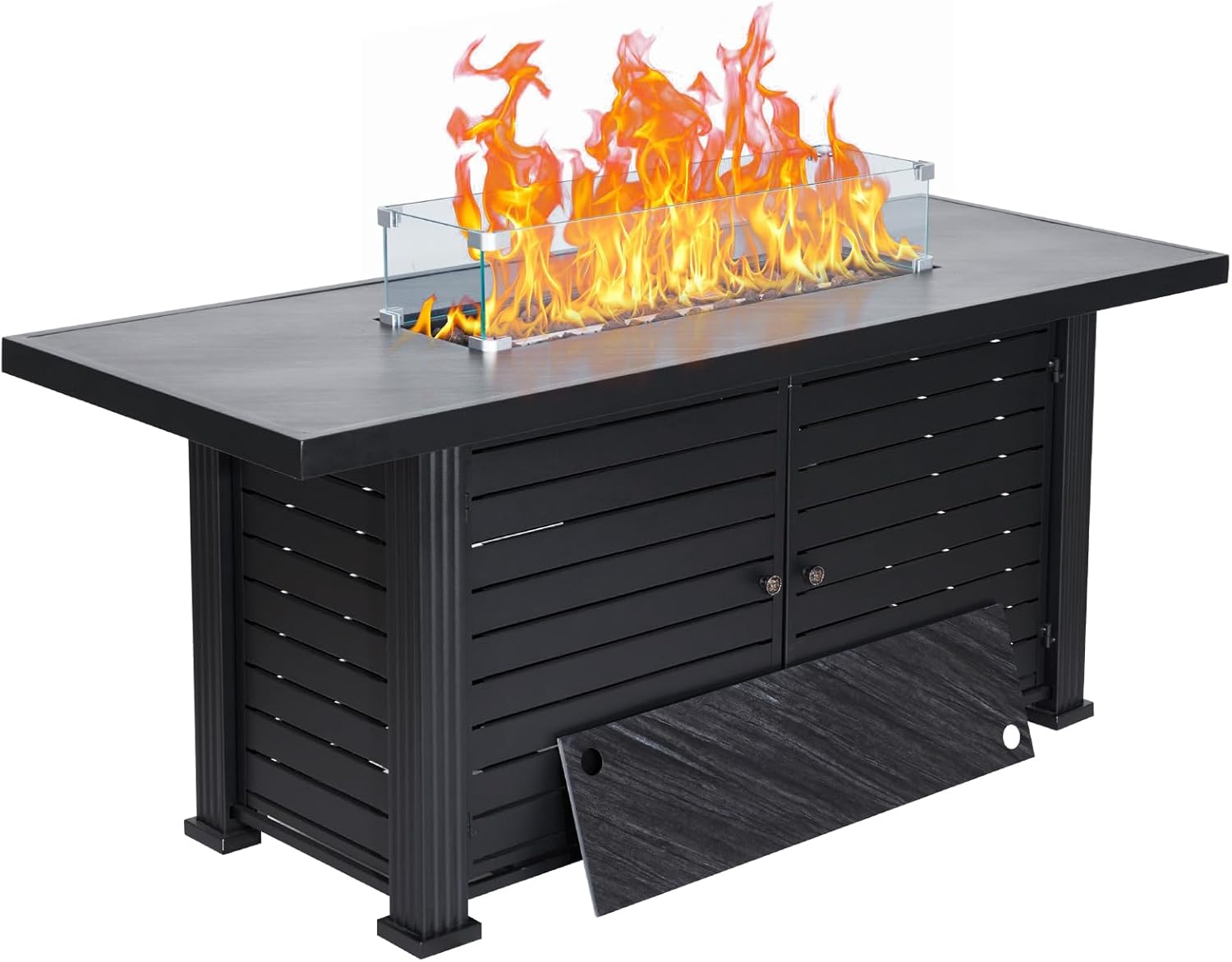Amazon.com : EuKer 57-Inch Double-Door Gas Fire Table - Fire Pit ...