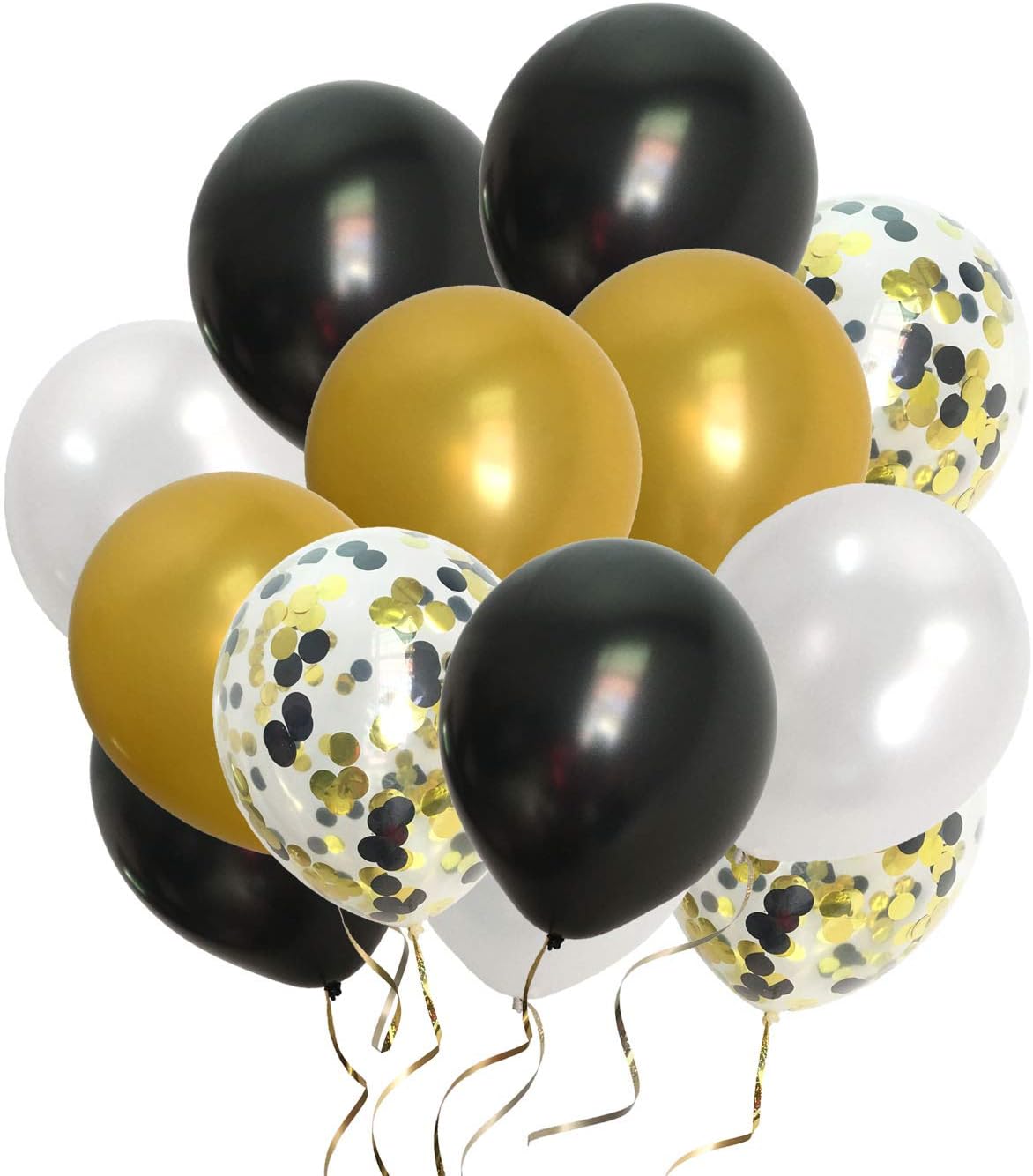 Amazon.com: Black Gold Confetti Balloons White Party Decor Decorations ...