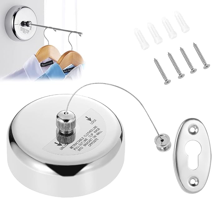 ULTRINA Retractable and Lockable Clothesline | Stainless Steel Clothes ...