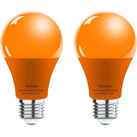 Wiyifada 2 Pack A19 LED Orange Light Bulbs,110V E26 Orange LED Lights ...