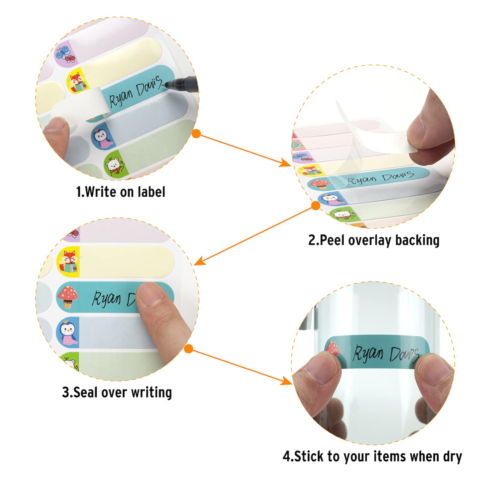 Snapklik.com : Name Label Stickers For Kids Stuff School Supplies, 64 ...