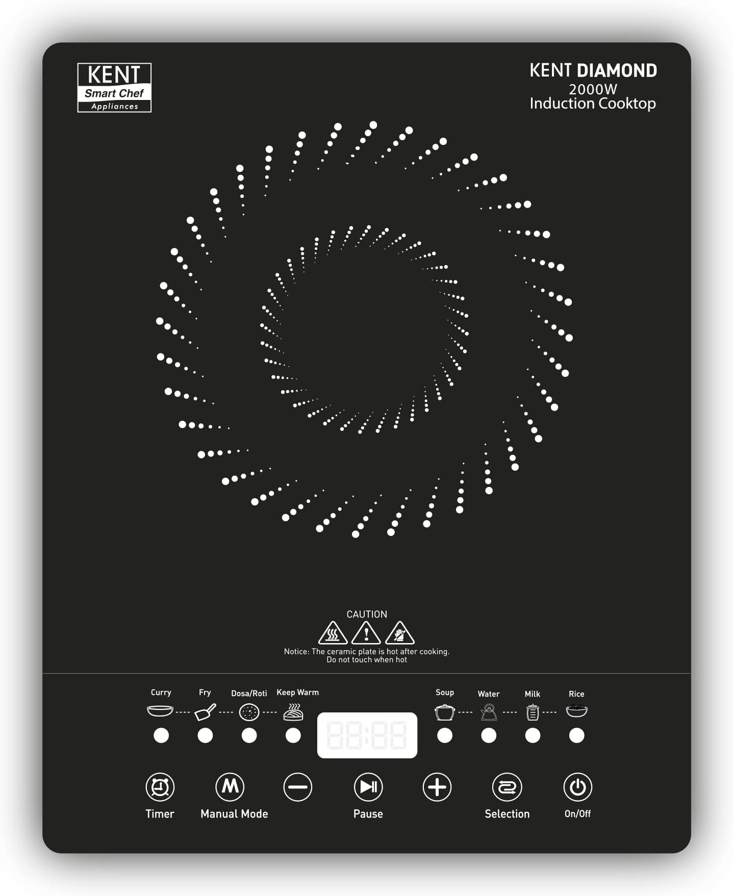 Buy KENT Diamond Induction Cooktop 2000W|8 Preset Menu|Full ...