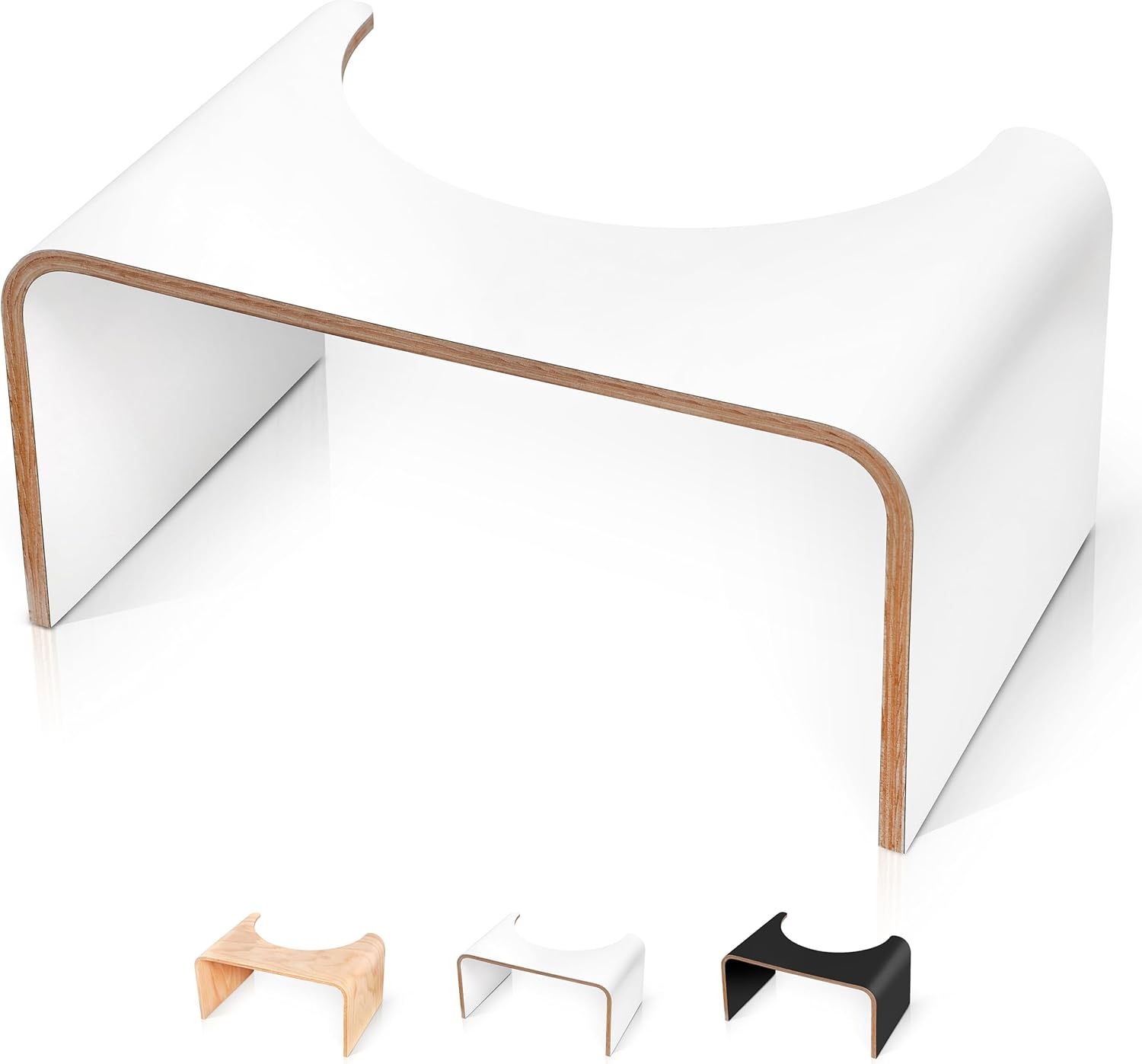 Well Care Wooden Toilet Stool for adults White - Bathroom Foot Step for ...